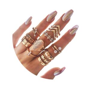 csiyanjry99 gold stackable knuckle ring sets boho vintage crystal stacking midi finger rings for women fashion multiple rings pack size 5-10