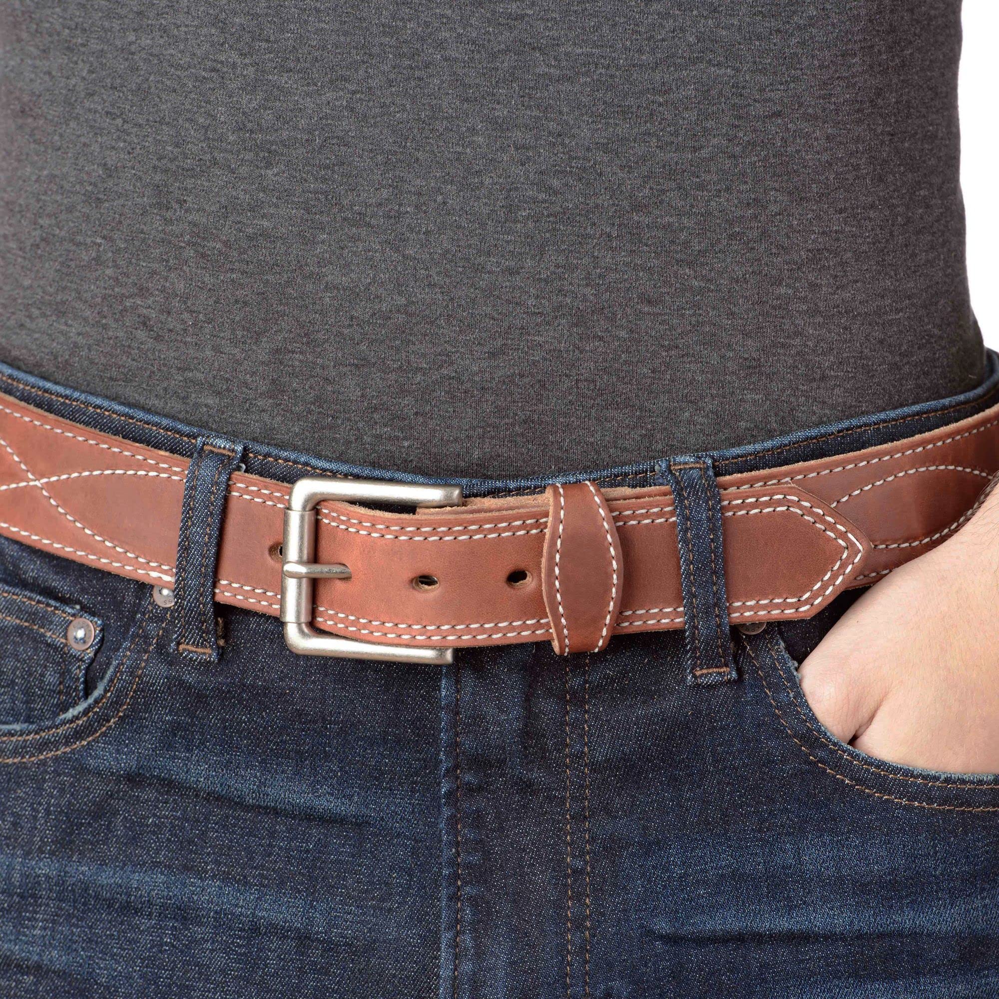 Bullhide Belts Mens Leather Belt for Work, Casual, Dress, 1.50" Wide, Tan, 38"