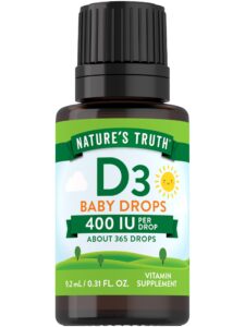 nature's truth vitamin d drops for infants | 400 iu | 9.2 ml | d3 drops for kids | vegetarian, non-gmo, gluten free supplement