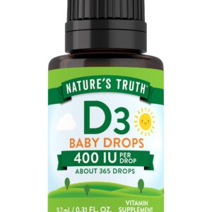 Nature's Truth Vitamin D Drops for Infants | 400 IU | 9.2 mL | D3 Drops for Kids | Vegetarian, Non-GMO, Gluten Free Supplement