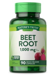 nature's truth beet root capsules | 1000mg | 90 pills | herbal extract | gluten free, non-gmo supplement, 90 count