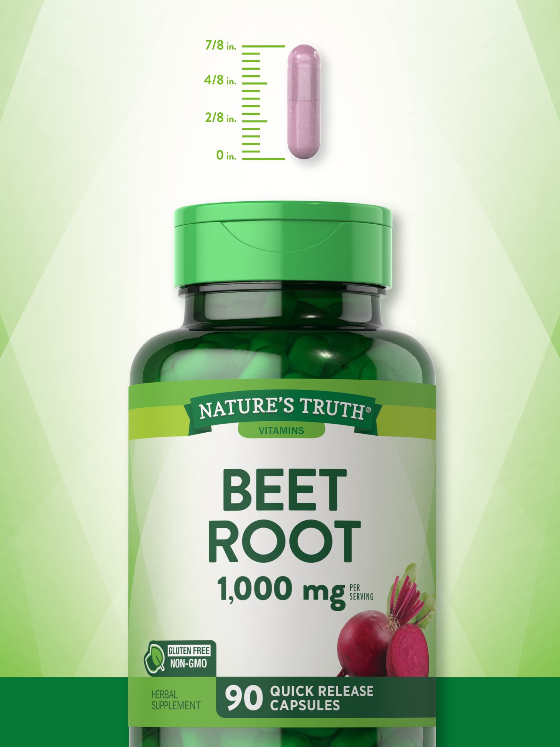 Nature's Truth Beet Root Capsules | 1000mg | 90 Pills | Herbal Extract | Gluten Free, Non-GMO Supplement, 90 Count