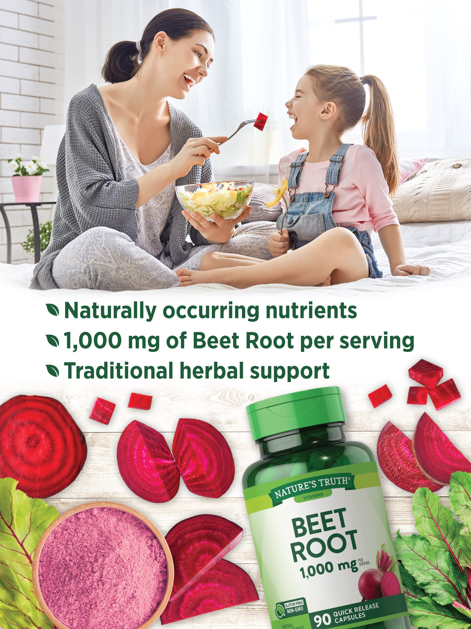 Nature's Truth Beet Root Capsules | 1000mg | 90 Pills | Herbal Extract | Gluten Free, Non-GMO Supplement, 90 Count