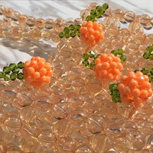 Abvokury YIFEI Women Orange Colored Transparent Flower Beaded Acrylic Shoulderbag Evening Bags for Wedding Party