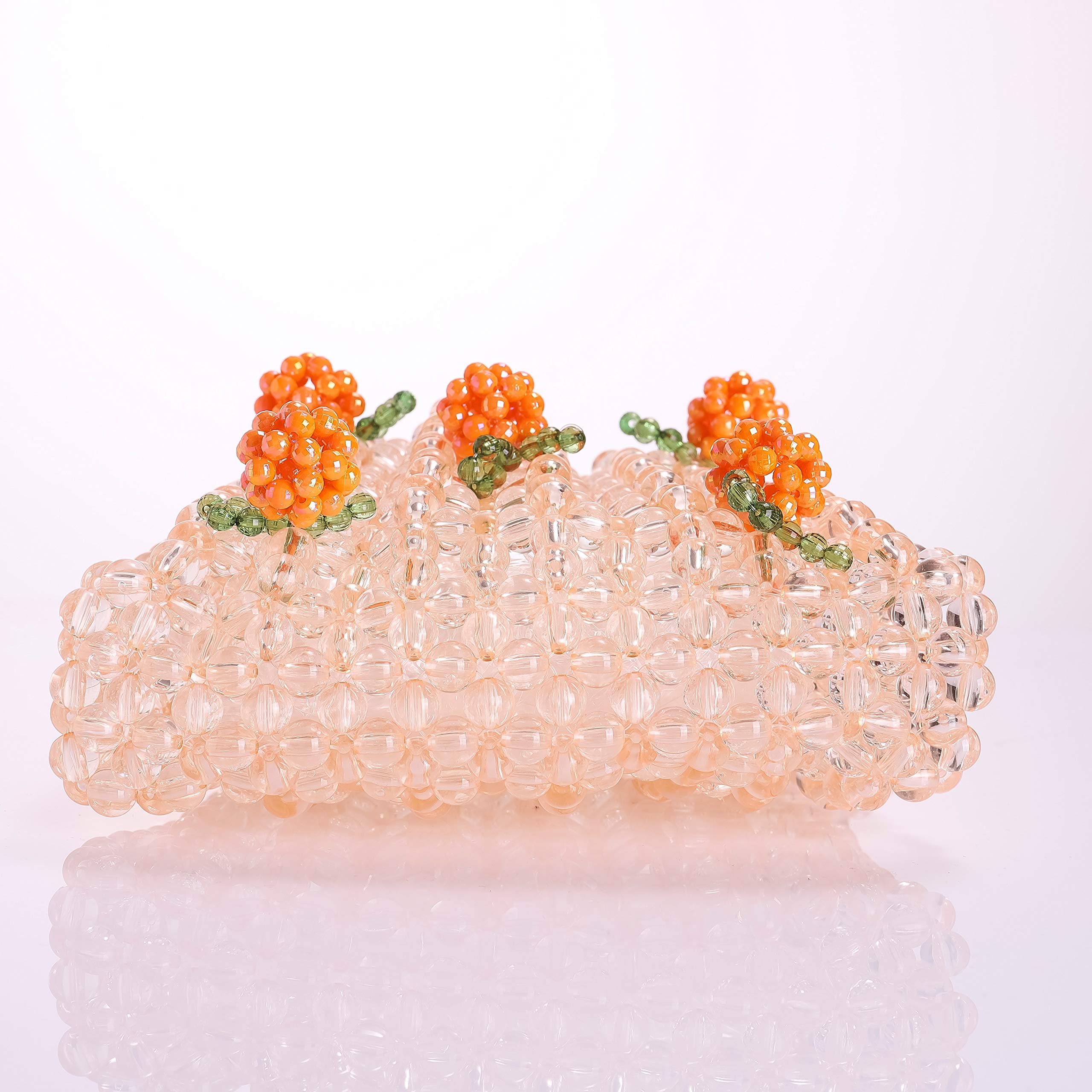 Abvokury YIFEI Women Orange Colored Transparent Flower Beaded Acrylic Shoulderbag Evening Bags for Wedding Party