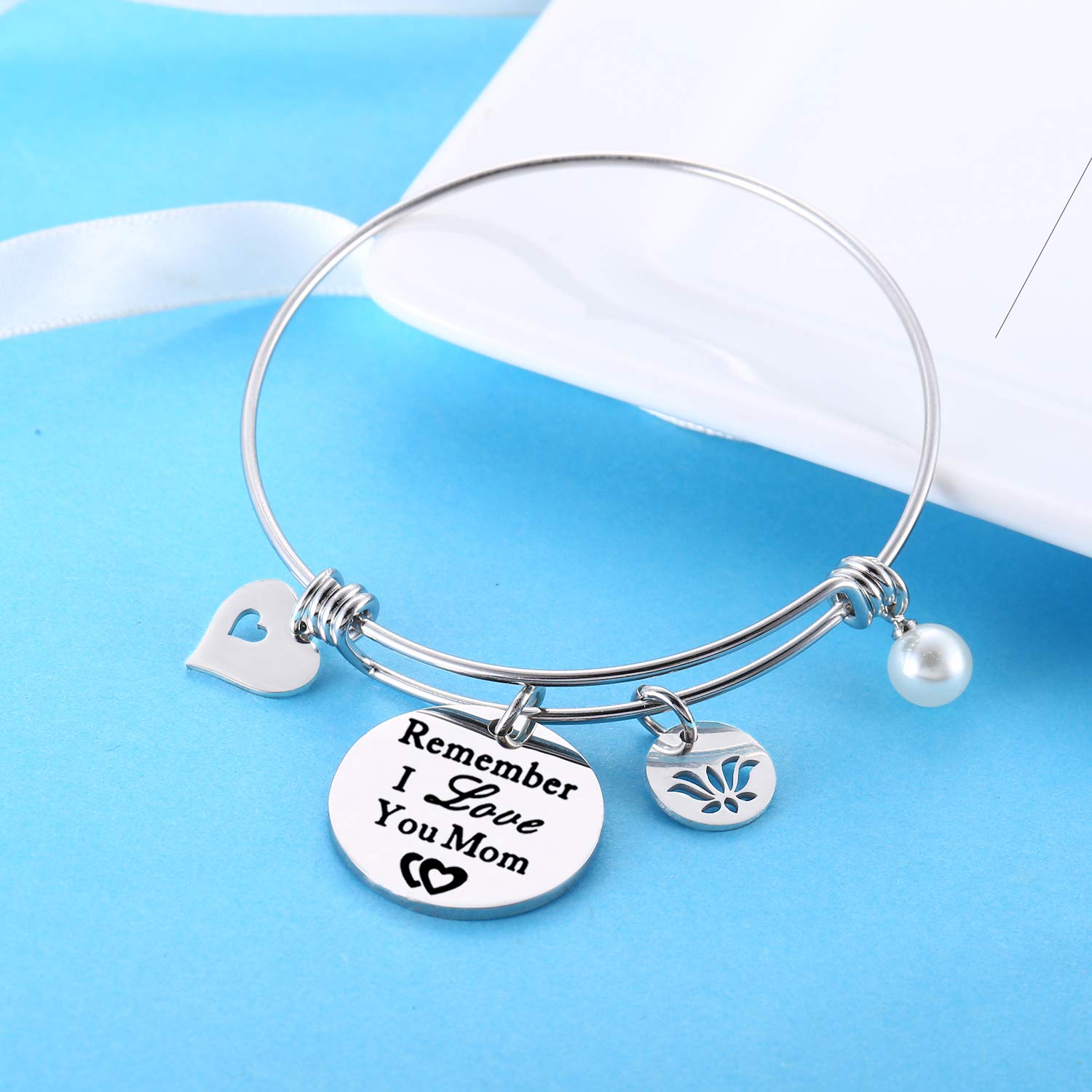 Nimteve Mom Gifts From Daughter Son Mother Bracelet Bangle Jewellery Gifts For Women (Remember I love you Mom)