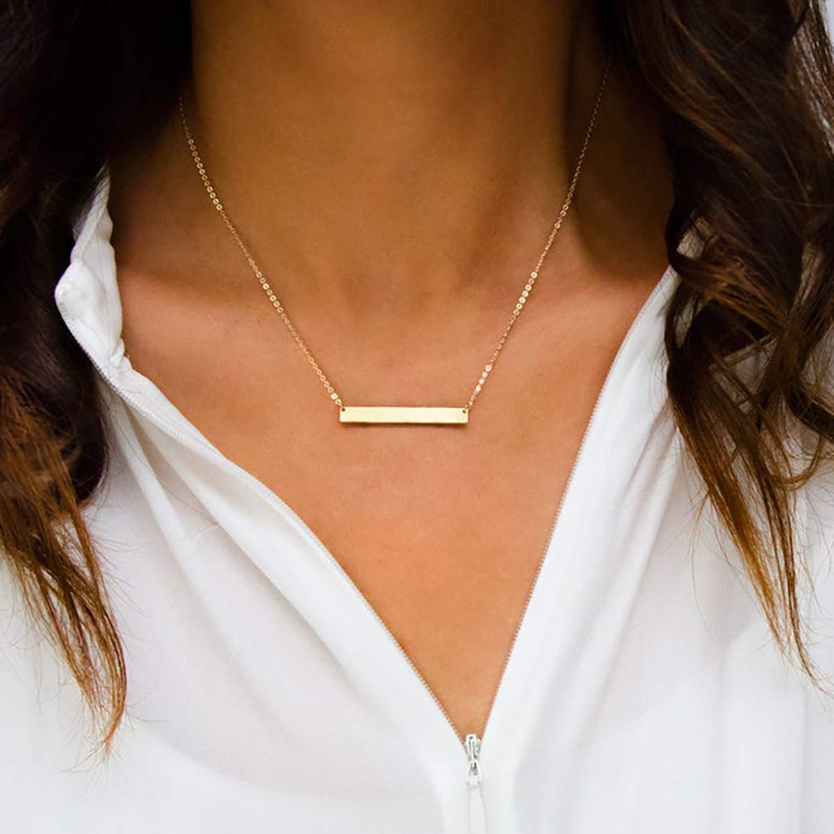 itianxi Gold Dainty Bar Necklace for Women,14K Gold Plated Cute Tiny Horziontal/Balance Necklace,Delicate Fashion Necklace