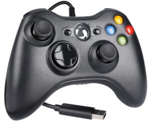 y team wired controller for xbox 360, wired game controller gamepad joystick usb for xbox 360/xbox 360 slim/pc/windows 7 8 10 11 with dual vibration (black)