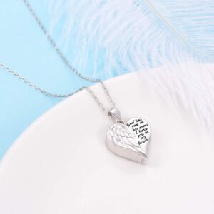 Jinlou Urn Necklace for Ashes Sterling Silver Forever in My Heart Cremation Jewelry for Women (1 Angel Wings urn)