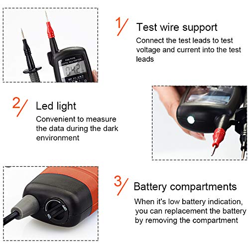 AOPUTTRIVER AP-38B Continuity Tester Digital Pen Multimeter, Voltmeter, 60M Ohm Resistance Tester with 2000 Counts for Measuring Voltmeter Resistance Diode Tester with Data Hold,Backlight…