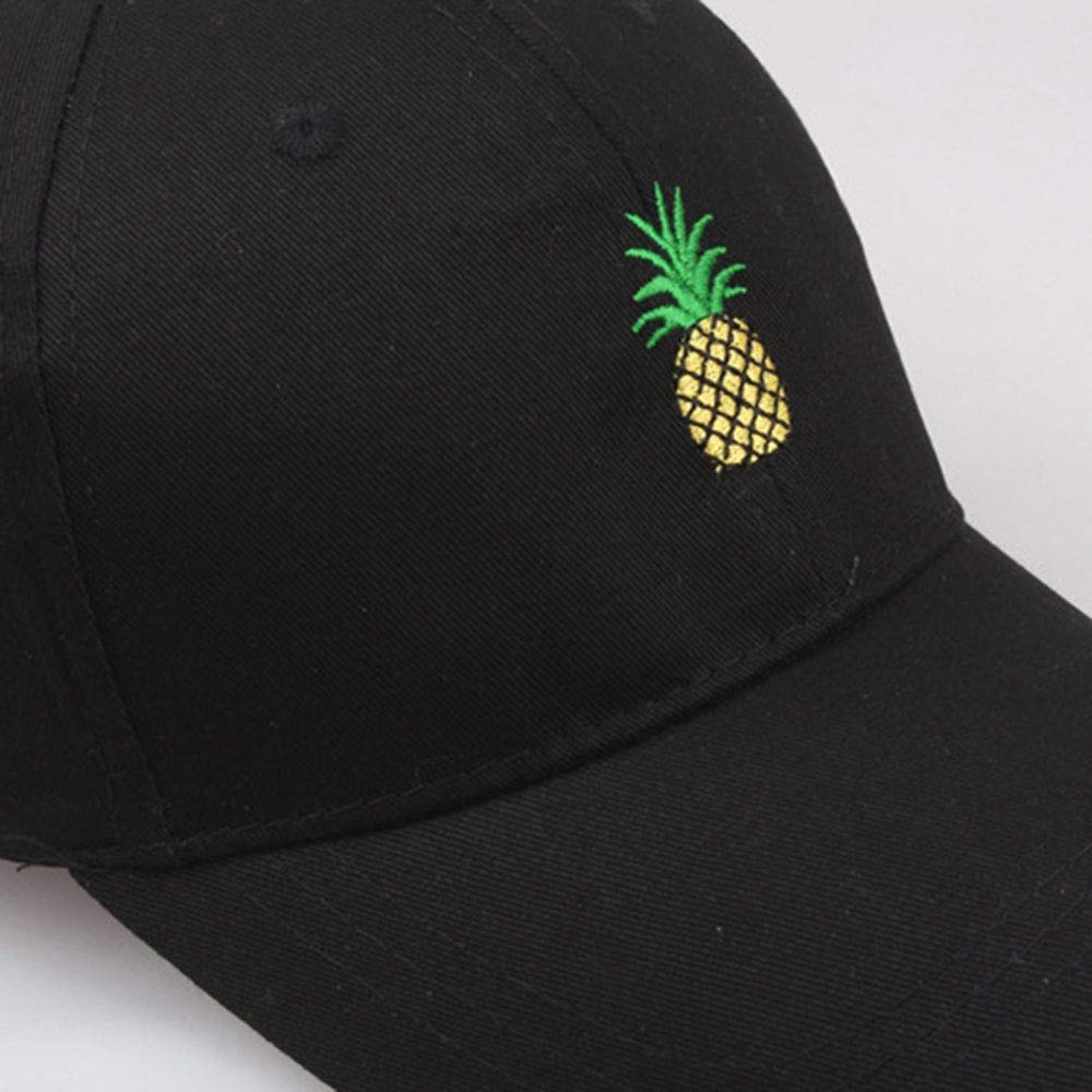 BSMTEBN Pineapple Hat Adjustable Unisex Baseball Cap Summer Embroidered Dad Hat Washed Distressed Cotton Baseball Caps Black