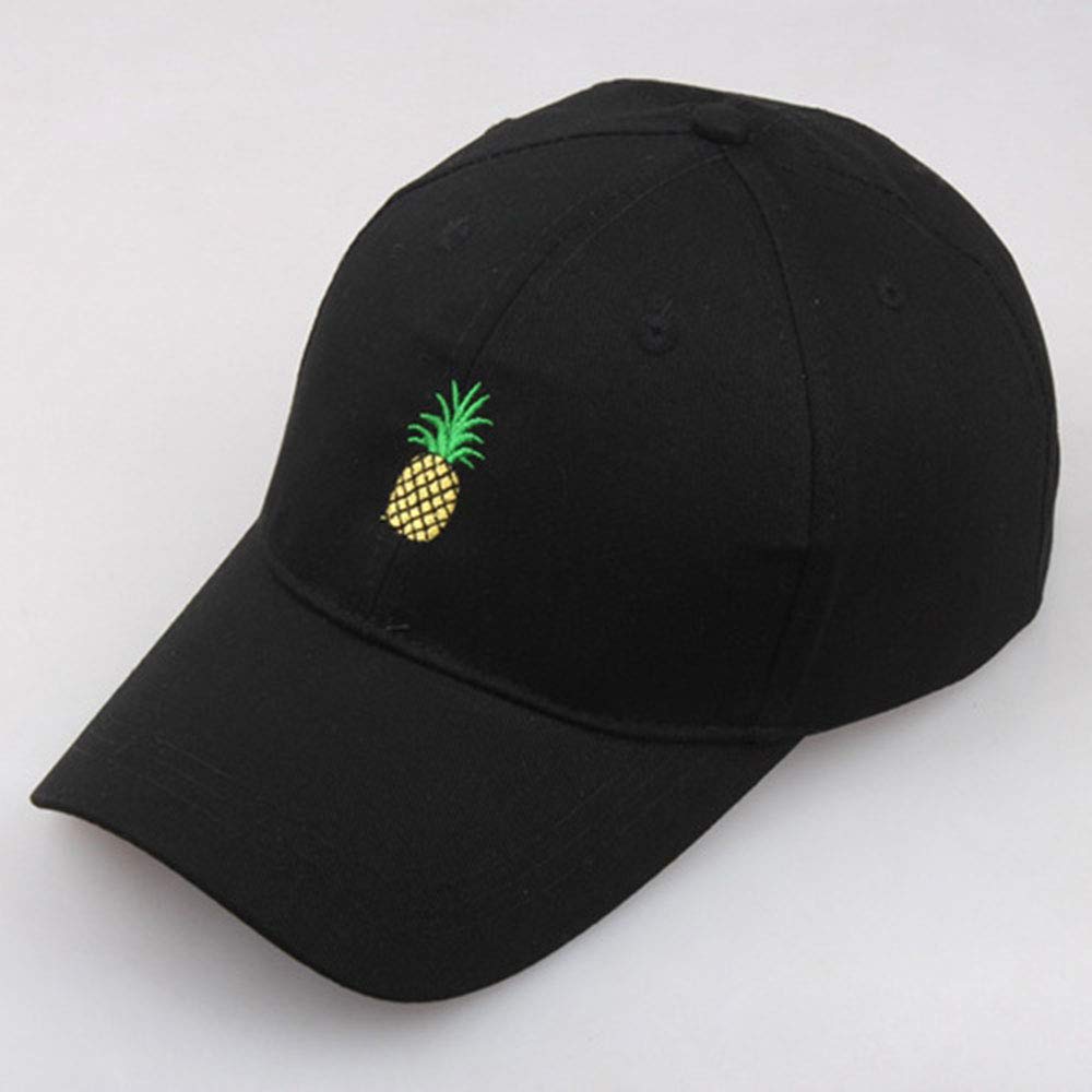 BSMTEBN Pineapple Hat Adjustable Unisex Baseball Cap Summer Embroidered Dad Hat Washed Distressed Cotton Baseball Caps Black