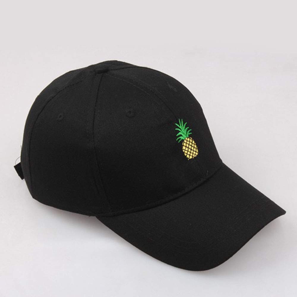 BSMTEBN Pineapple Hat Adjustable Unisex Baseball Cap Summer Embroidered Dad Hat Washed Distressed Cotton Baseball Caps Black