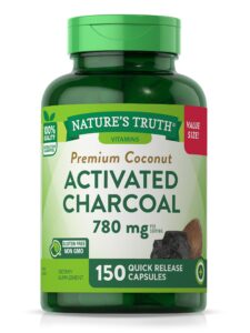 nature's truth activated charcoal capsules 780mg | 150 pills | value size | non-gmo, gluten free pills