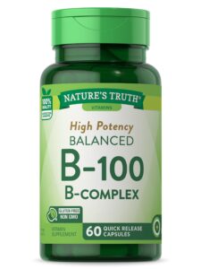 vitamin b complex | 60 capsules | high potency b-100 | non-gmo & gluten free supplement | by nature's truth