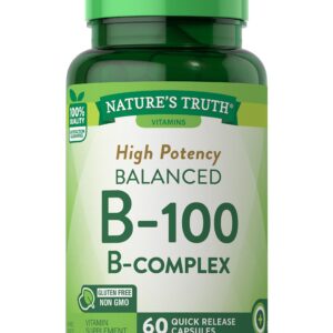 Vitamin B Complex | 60 Capsules | High Potency B-100 | Non-GMO & Gluten Free Supplement | by Nature's Truth