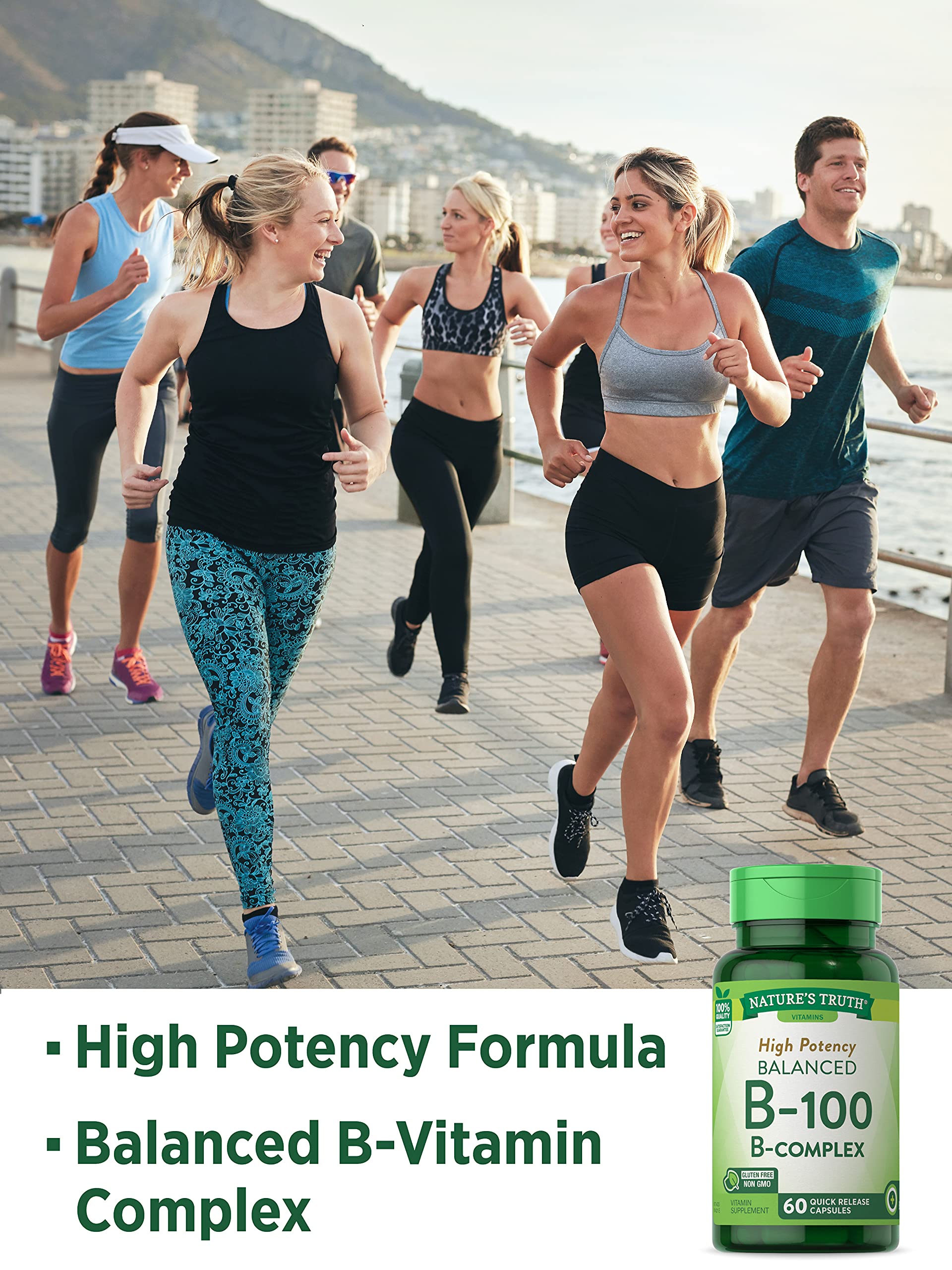 Vitamin B Complex | 60 Capsules | High Potency B-100 | Non-GMO & Gluten Free Supplement | by Nature's Truth