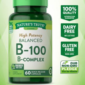 Vitamin B Complex | 60 Capsules | High Potency B-100 | Non-GMO & Gluten Free Supplement | by Nature's Truth