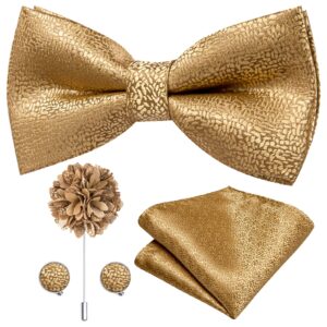 dubulle gold bow tie lapel pin set for men mens solid gold pretied bowties handkerchief cufflinks