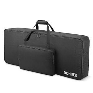 donner 61 key keyboard case, portable electric piano keyboard gig bag, waterproof durable 600d nylon oxford cloth, 10mm cotton padded, 41"x 16"x 5", black