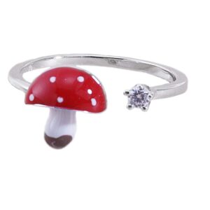 helen de lete red mushroom s925 sterling silver adjustable ring