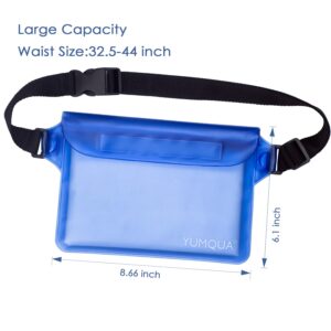 YUMQUA Waterproof Pouch with Waist Strap (2 Pack), Screen Touch Sensitive Waterproof Dry Bags for Boating Pool Swimming Kayaking Fishing Beach, Keep Your Phone and Valuables Safe and Dry (Blue&Black)