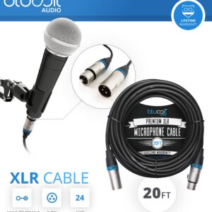 Blucoil Audio 2-Pack of 10-FT Balanced XLR Cables - Premium Series 3-Pin Cable for Microphones, Speakers, and Pro Devices (Male-to-Female)