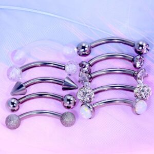 Jenxnjsjo Eyebrow Rook 16g 6/8/10mm Piercing Jewelry Ring for Women Vertical Labret Lip Hood Curved Barbell Snug Earrings Belly Button Snake Frog Eyes Vch Bridge Cartilage Daith Surface Anti Tragus