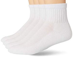 jefferies socks mens coolmax half cushion sport mid quarter 4 pack casual sock, white, shoe size 9-12 us