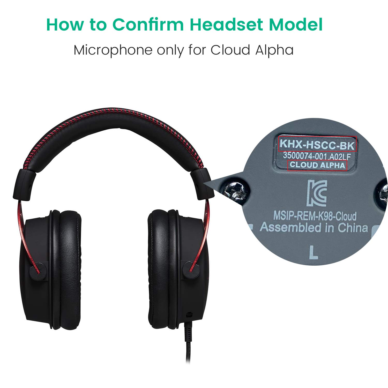 Game Mic Replacement for Kingston HyperX Cloud Alpha Gaming Headset, 3.5mm Headphone Microphone Boom