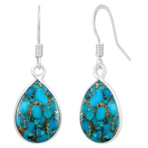 9.50cts blue copper turquoise earrings for women blue stone december birthstone jewelry women's day gifts for mom wife sister