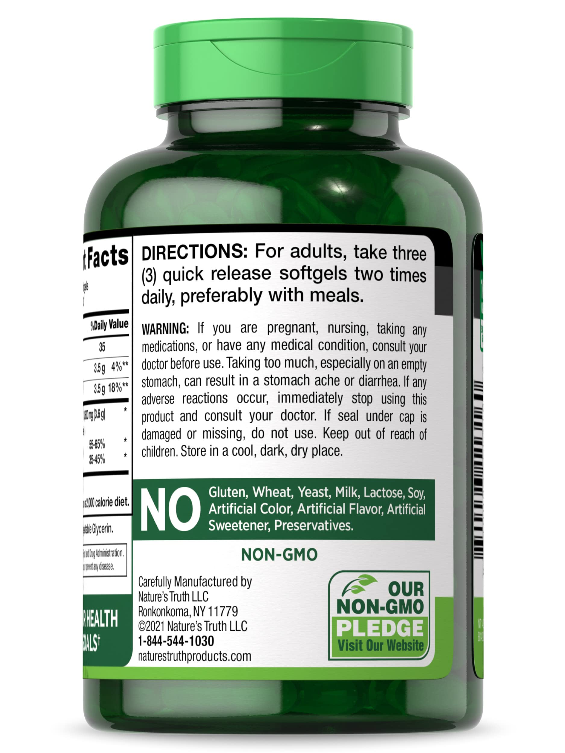 Nature's Truth MCT Oil Capsules | 100 Softgels | Keto Friendly Coconut Oil Pills | Non-GMO, Gluten Free