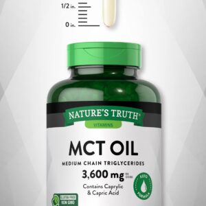 Nature's Truth MCT Oil Capsules | 100 Softgels | Keto Friendly Coconut Oil Pills | Non-GMO, Gluten Free