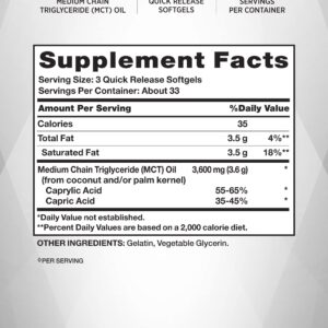 Nature's Truth MCT Oil Capsules | 100 Softgels | Keto Friendly Coconut Oil Pills | Non-GMO, Gluten Free