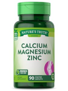 calcium magnesium zinc supplement | 90 caplets | non-gmo and gluten free | by nature's truth