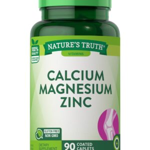 Calcium Magnesium Zinc Supplement | 90 Caplets | Non-GMO and Gluten Free | by Nature's Truth