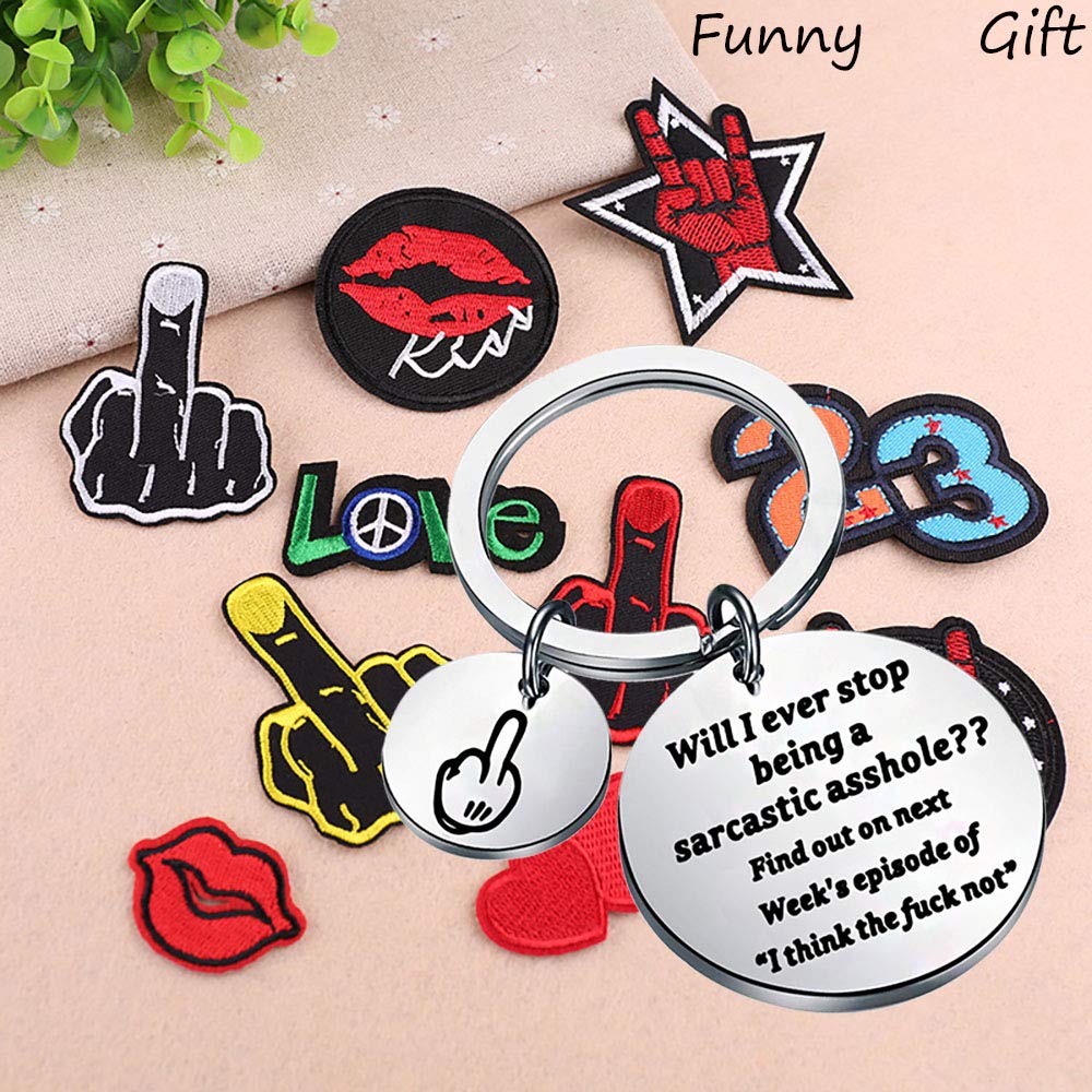 FOTAP Asshole Gift Will I Ever Stop Being A Sarcastic Keychain One Finger Salute Gift Valentine's Day Gift For Boyfriends Husbands(finger Keychain)