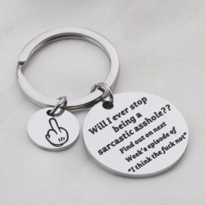 FOTAP Asshole Gift Will I Ever Stop Being A Sarcastic Keychain One Finger Salute Gift Valentine's Day Gift For Boyfriends Husbands(finger Keychain)