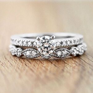 espere Milgrain Marquise & Round Cubic Zirconia Half Eternity Ring Stacking Infinity Wedding Band Sterling Silver Rings Rhodium Plated Size 3.5