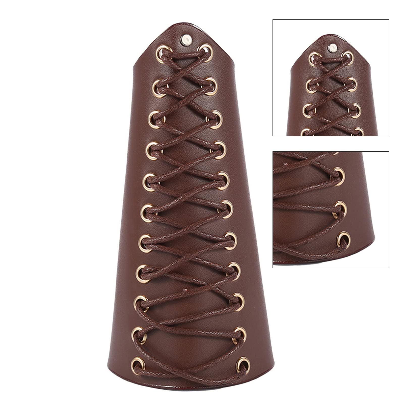 Arm Gurad, Archery Arm Guard Bracer Hunting Shooting Lace-up Leather Armguard(Brown)