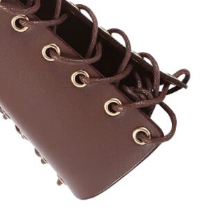 Arm Gurad, Archery Arm Guard Bracer Hunting Shooting Lace-up Leather Armguard(Brown)