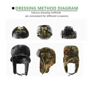 UOUDIO Ushanka Men's Winter Hat with Ear Flaps and Faux Fur Inner - Camo Camouflage Russian Trooper Trapper Hat Hunting Skiing Hat for Men Women