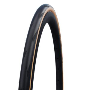 schwalbe pro one tt tire - 700 x 25, tubeless, folding, black/tan, evolution line, addix race