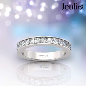 Jeuia 1.71 Carat Custom Engraved Wedding Band Personalized Eternity Band Ring Cubic Zirconia Chanel Set Sterling Silver Engagement Rings for Women Men (6)