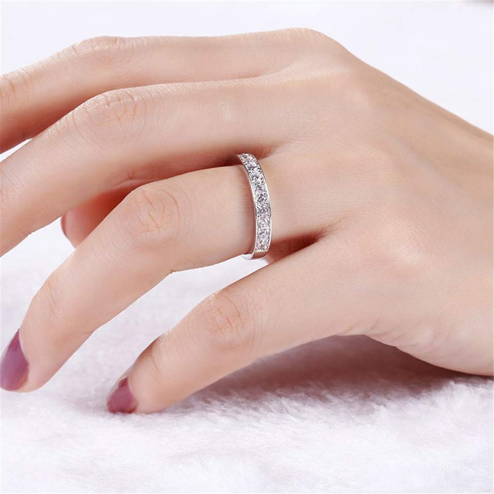 Jeuia 1.71 Carat Custom Engraved Wedding Band Personalized Eternity Band Ring Cubic Zirconia Chanel Set Sterling Silver Engagement Rings for Women Men (6)