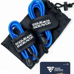 Rogue Endeavor Fishing Rod Leash & Kayak Paddle Leash Kit, Kayak Fishing & Paddle Boarding - 48" Shock Cord, Quick Release Clip, Neoprene Lined Strap and Carrying Bag (Set of 2) (Blue)