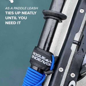 Rogue Endeavor Fishing Rod Leash & Kayak Paddle Leash Kit, Kayak Fishing & Paddle Boarding - 48" Shock Cord, Quick Release Clip, Neoprene Lined Strap and Carrying Bag (Set of 2) (Blue)