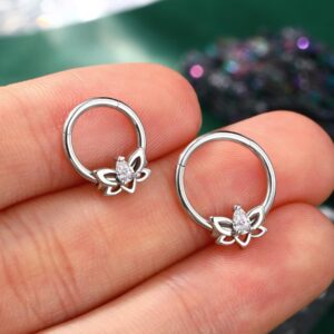 COCHARM Dragonfly Septum Rings for Women 16g Cute Septum Piercing Jewelry 8mm Stacked Daith Earrings 8mm Daith Hoop Rings Daith Piercing