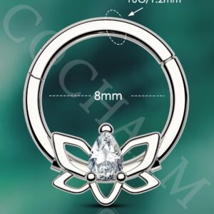 COCHARM Dragonfly Septum Rings for Women 16g Cute Septum Piercing Jewelry 8mm Stacked Daith Earrings 8mm Daith Hoop Rings Daith Piercing