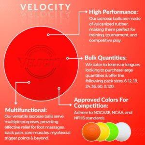 Velocity Massage Lacrosse Ball for Muscle Knots, Myofascial Release, Yoga & Trigger Point Therapy - Firm Rubber Scientifically Designed for Durability and Reliability - Red, 2 Balls